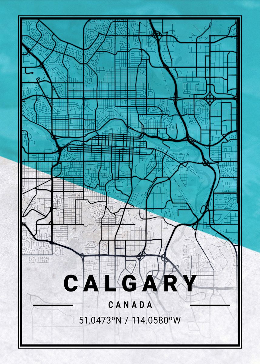 'Calgary City Map Canada' Poster, picture, metal print, paint by Max ...