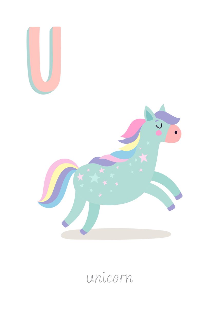 'Animal Alphabet U Unicorn' Poster by dkDesign | Displate