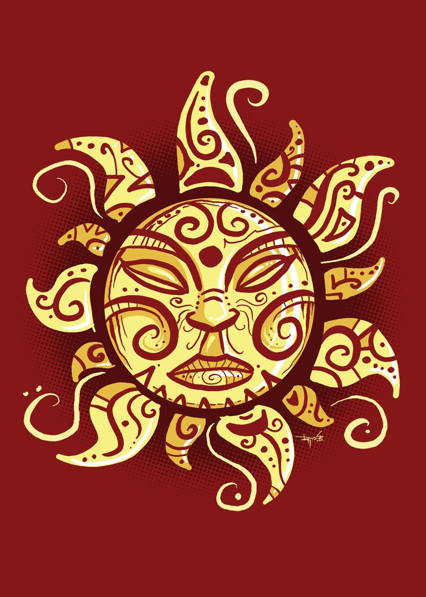 'Sun God' Poster, picture, metal print, paint by Boris Rajic | Displate