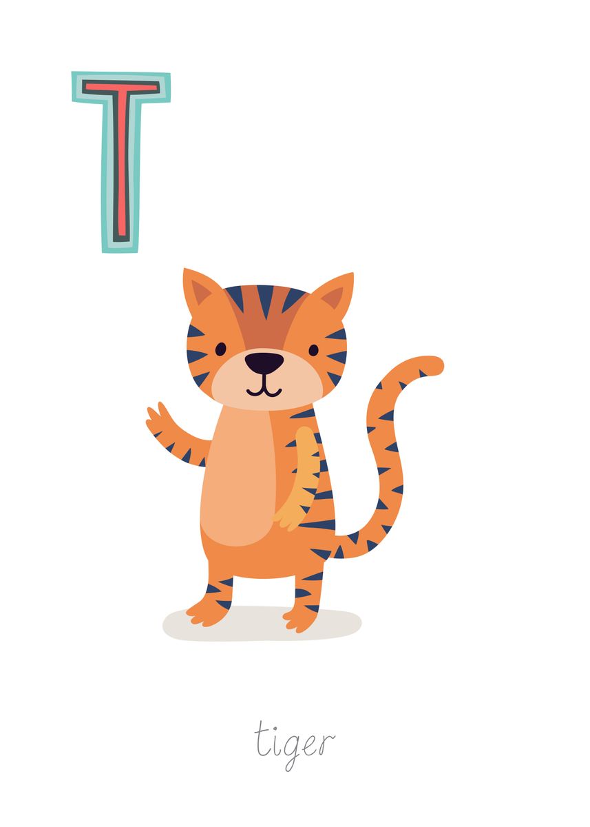 'Animal Alphabet T Tiger' Poster, picture, metal print, paint by ...