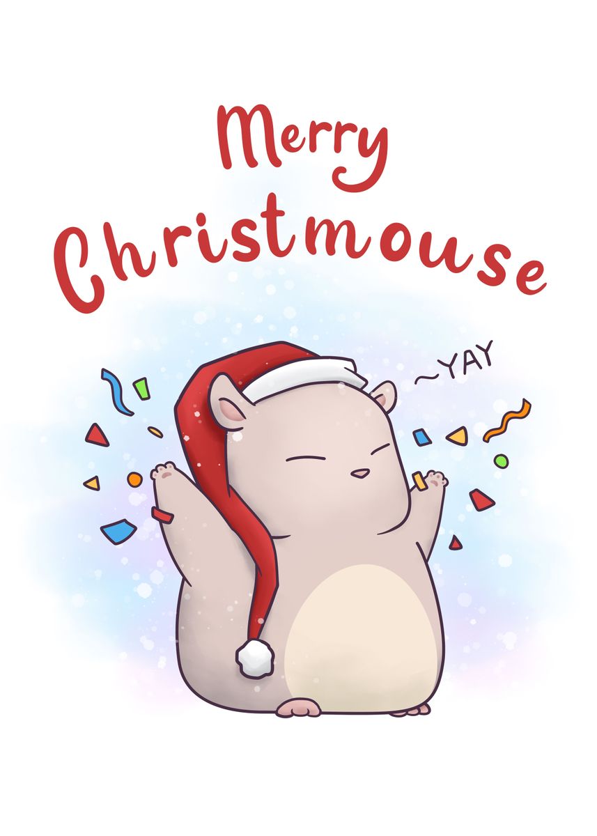 'Merry Christmouse Hamster' Poster, picture, metal print, paint by ...
