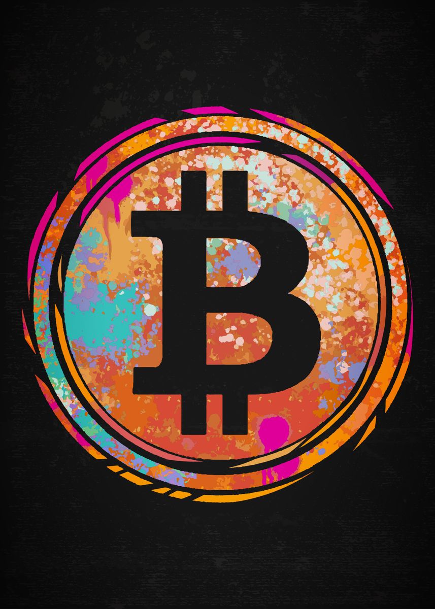 'Colorful Bitcoin Coin' Poster, picture, metal print, paint by ...