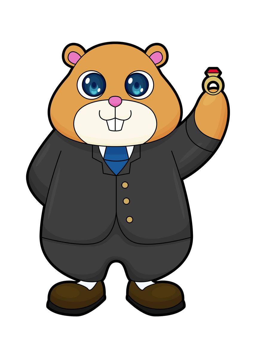 'Hamster Groom Wedding ring' Poster, picture, metal print, paint by ...