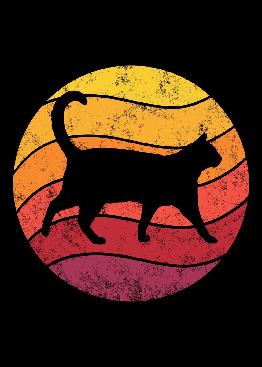 'Cat Retro Vintage' Poster, picture, metal print, paint by royalsigns ...