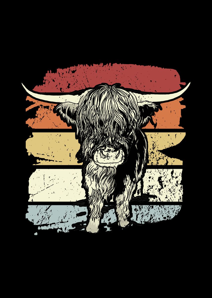 'Scottish Highland Cow' Poster by Shiva121 | Displate