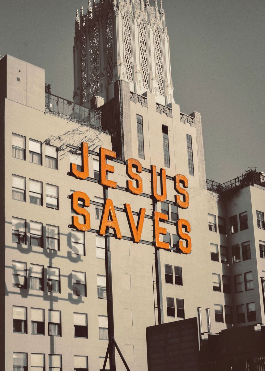 'Jesus Saves Sign Of Hope' Poster, picture, metal print, paint by ...