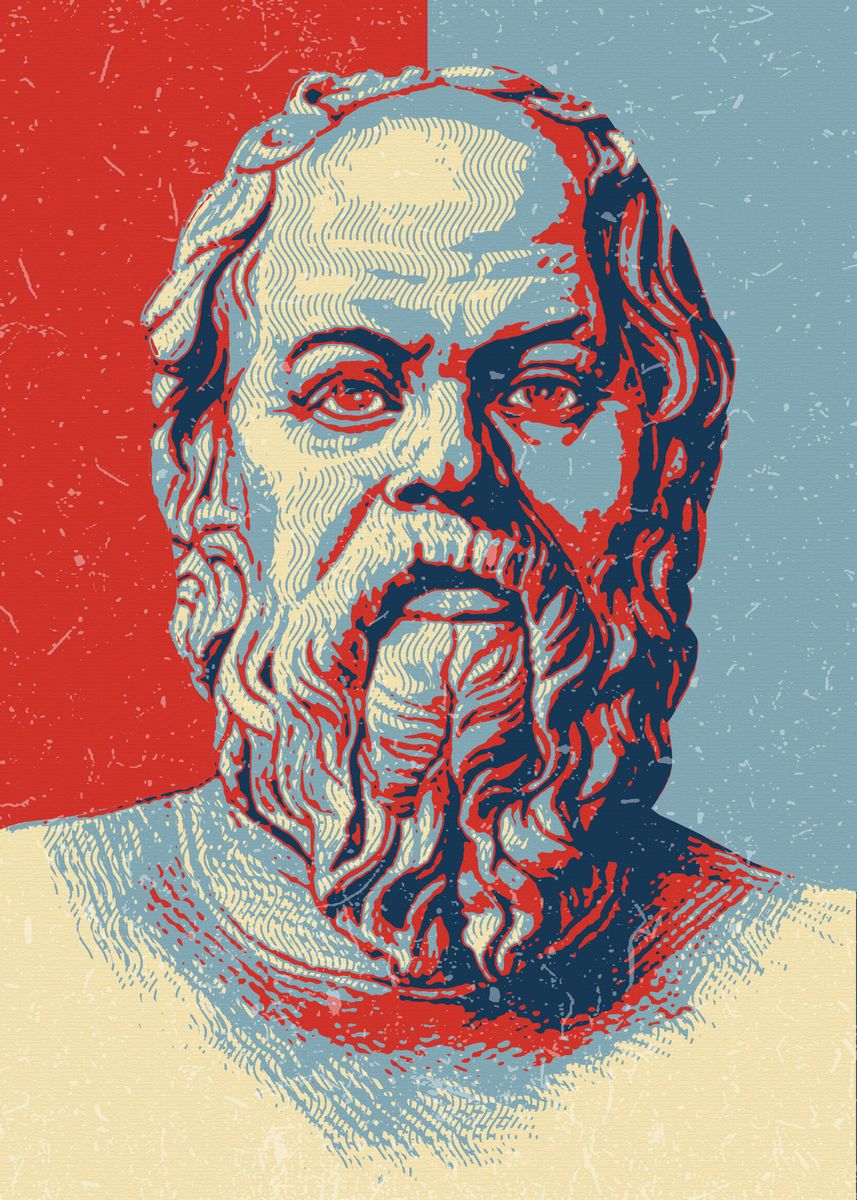 'socrates' Poster, picture, metal print, paint by Izmo Scribbles | Displate