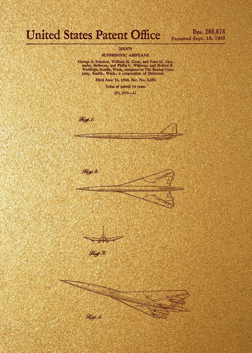 '69 Boeing SST Plane Paten' Poster, picture, metal print, paint by ...