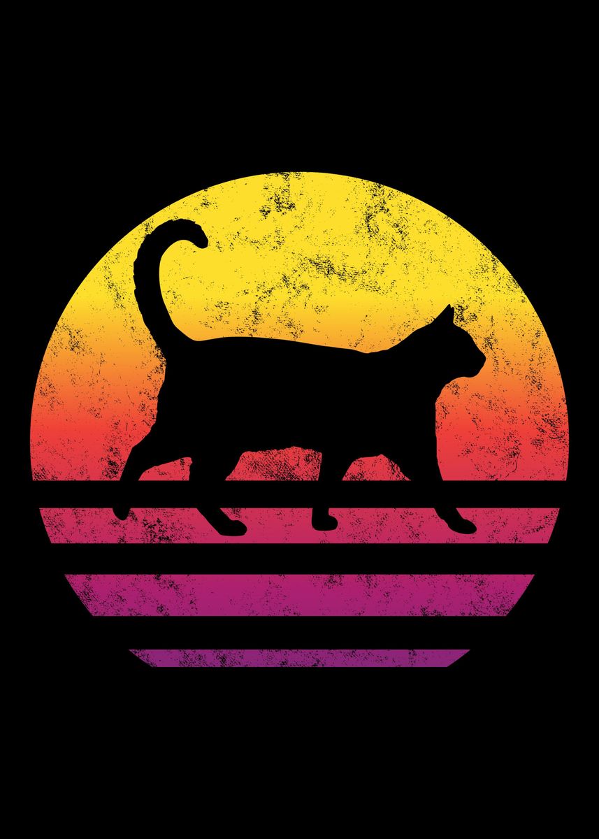 'Cat Retro Vintage' Poster, picture, metal print, paint by royalsigns ...