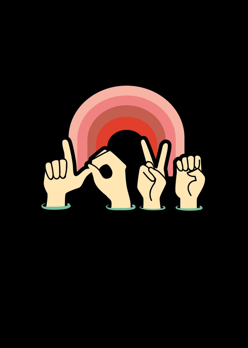 'Sign Language LOVE' Poster, picture, metal print, paint by ...