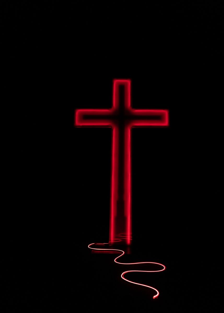 'Red Neon Cross' Poster, picture, metal print, paint by VenomUnrefined ...