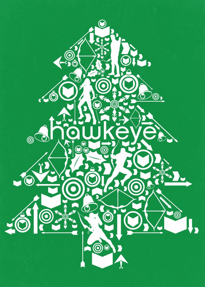'Hawkeye Christmas Tree' Poster, picture, metal print, paint by Marvel ...