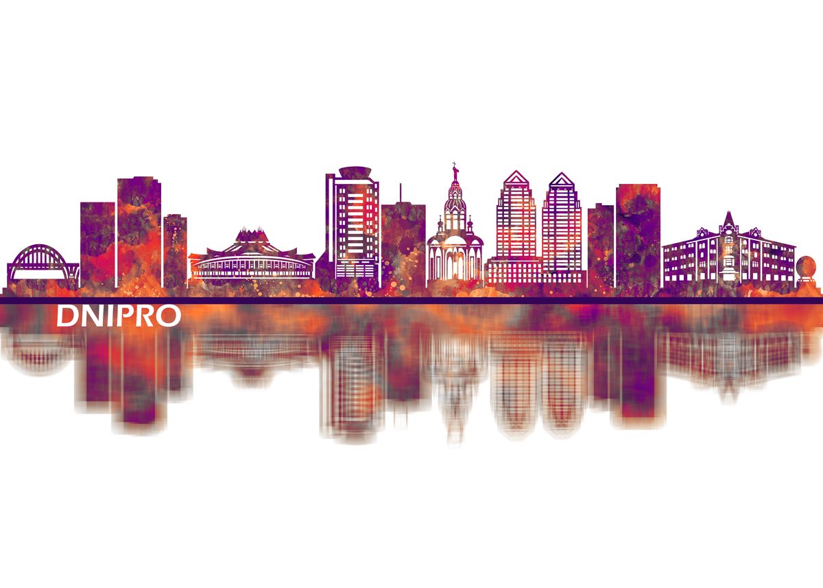 'Dnipro Ukraine Skyline' Poster by Towseef Dar | Displate