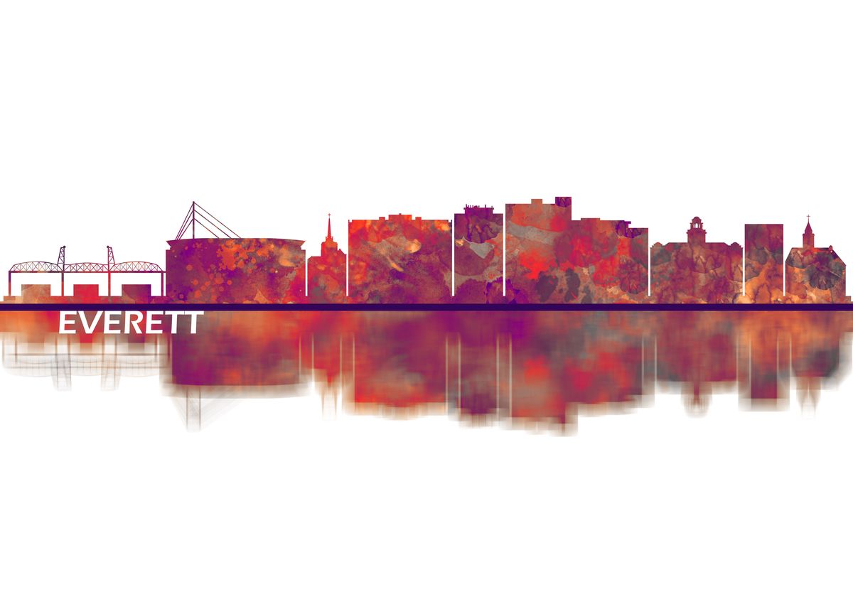 'Everett Washington Skyline' Poster by Towseef Dar | Displate