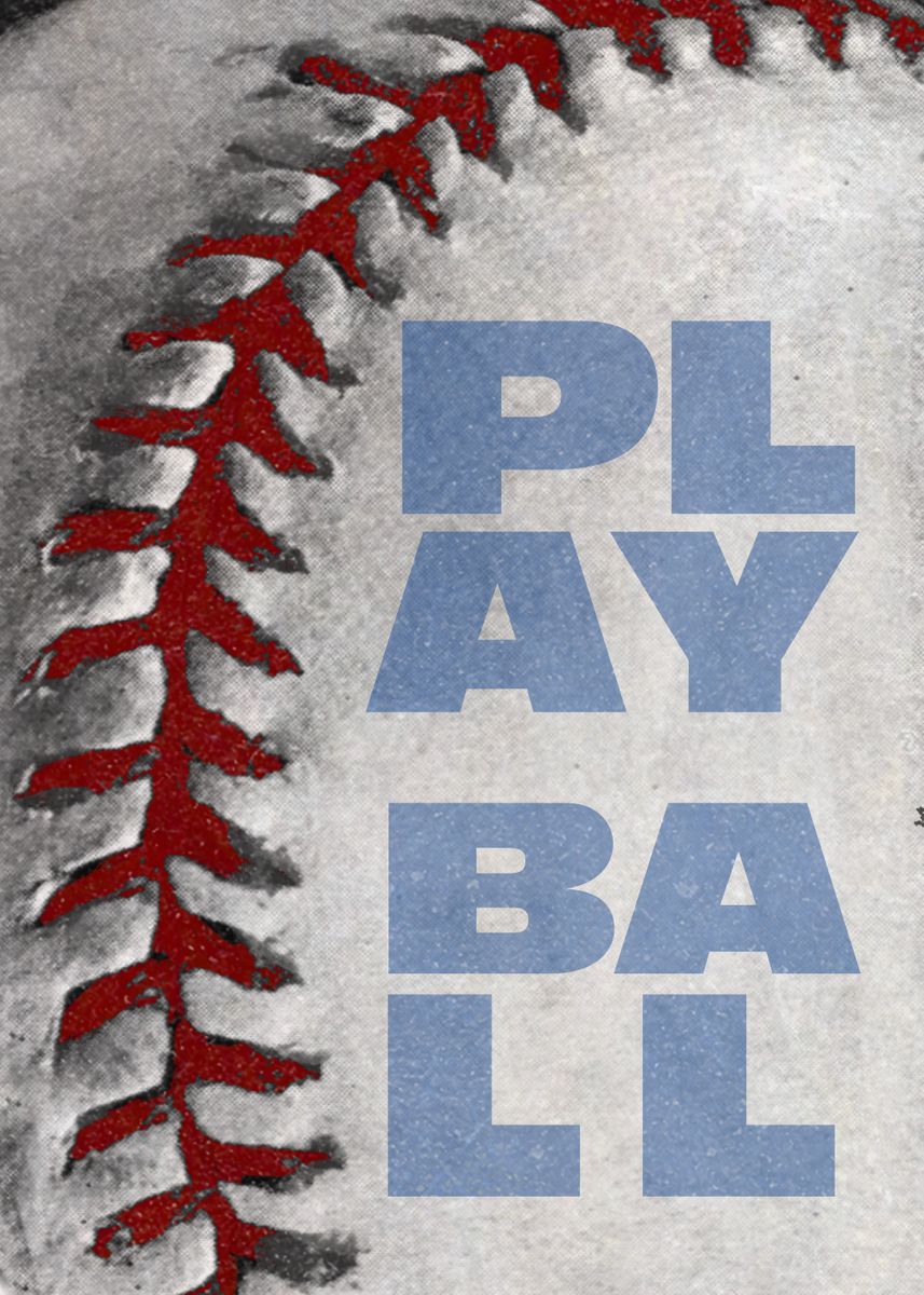 'Play Ball blue' Poster, picture, metal print, paint by American ...