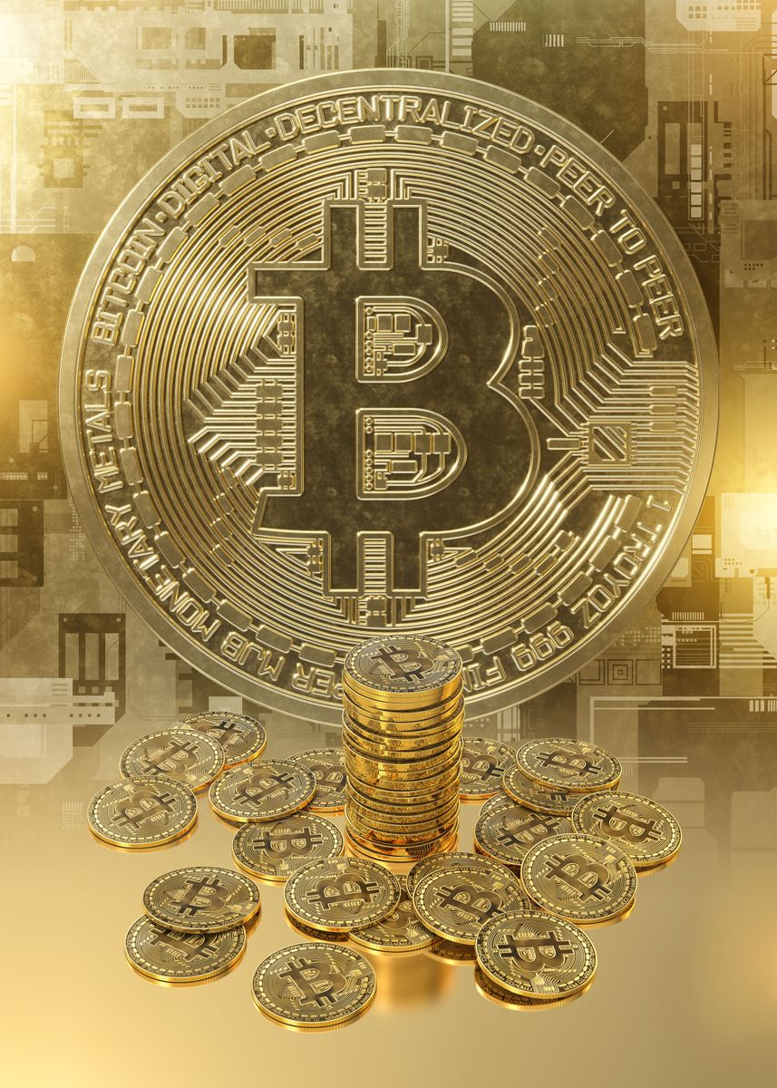 'Bitcoin' Poster, picture, metal print, paint by line2art | Displate