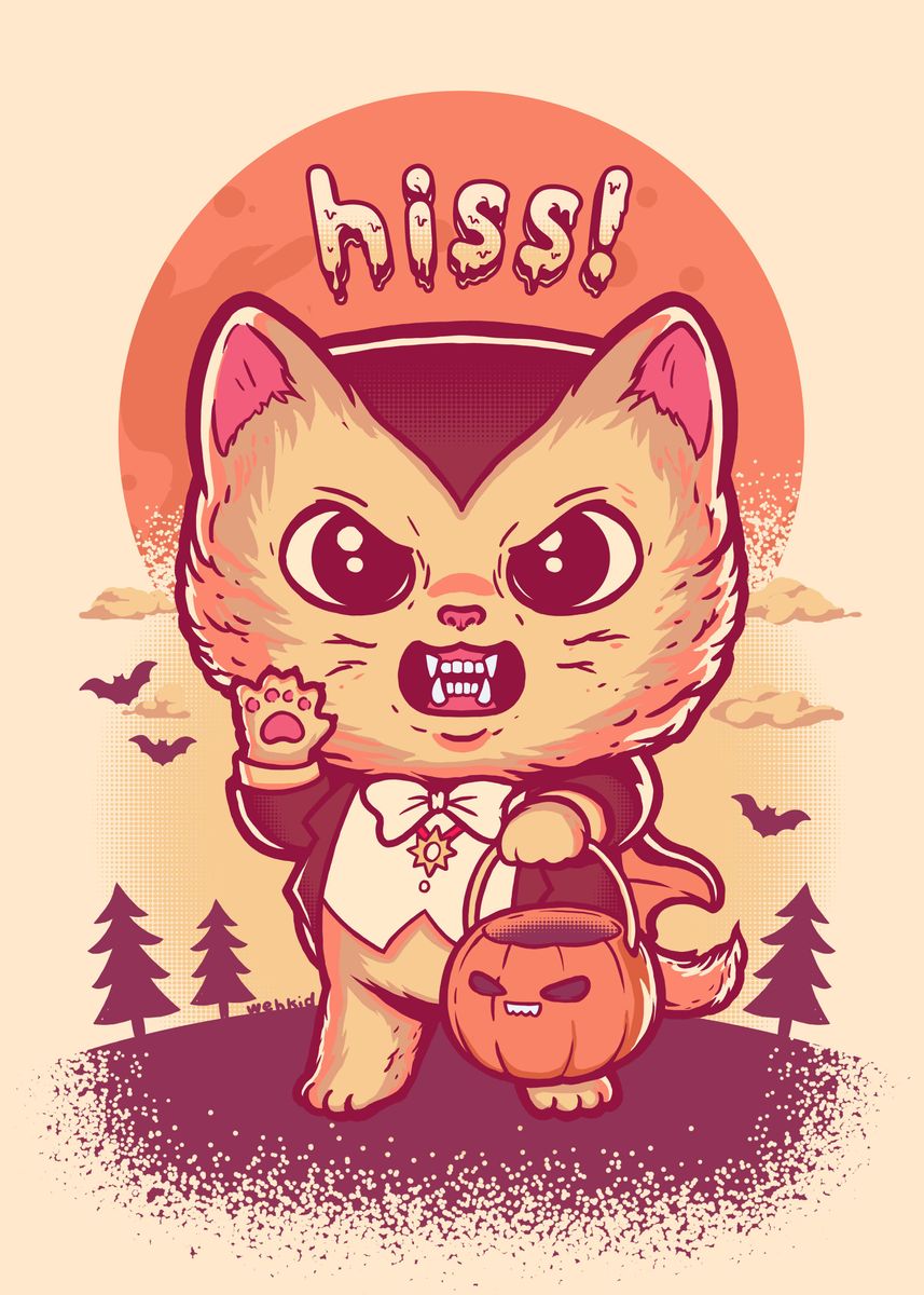 'Hiss Vampire Cat' Poster by Myden Cortina | Displate