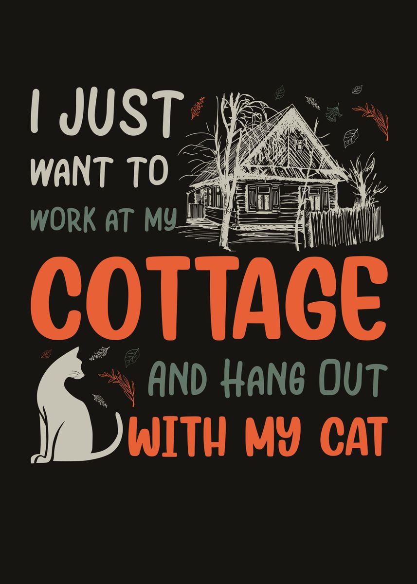 'Cottagecore Cottage Cat' Poster, picture, metal print, paint by ...