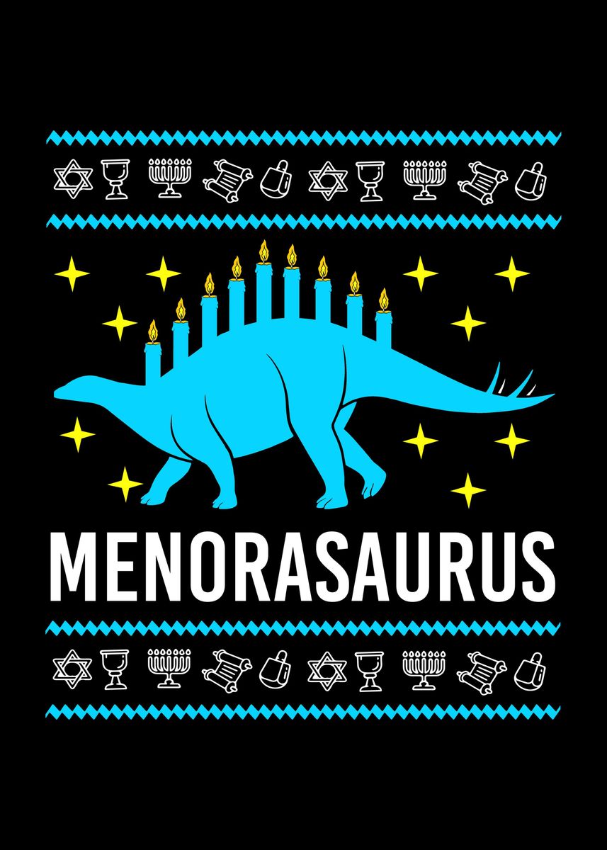 'Hanukkah Menorasaurus' Poster, picture, metal print, paint by ...