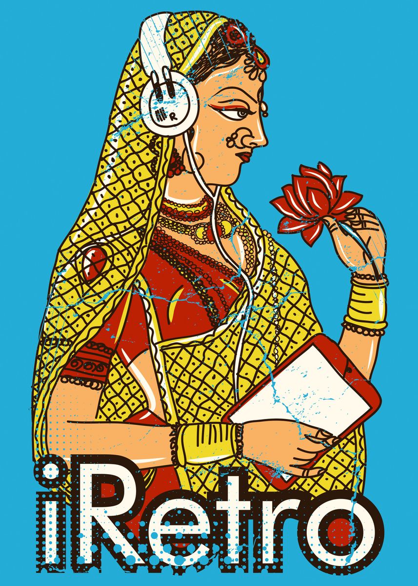 'Retro Indian Woman' Poster, picture, metal print, paint by Amrendra ...