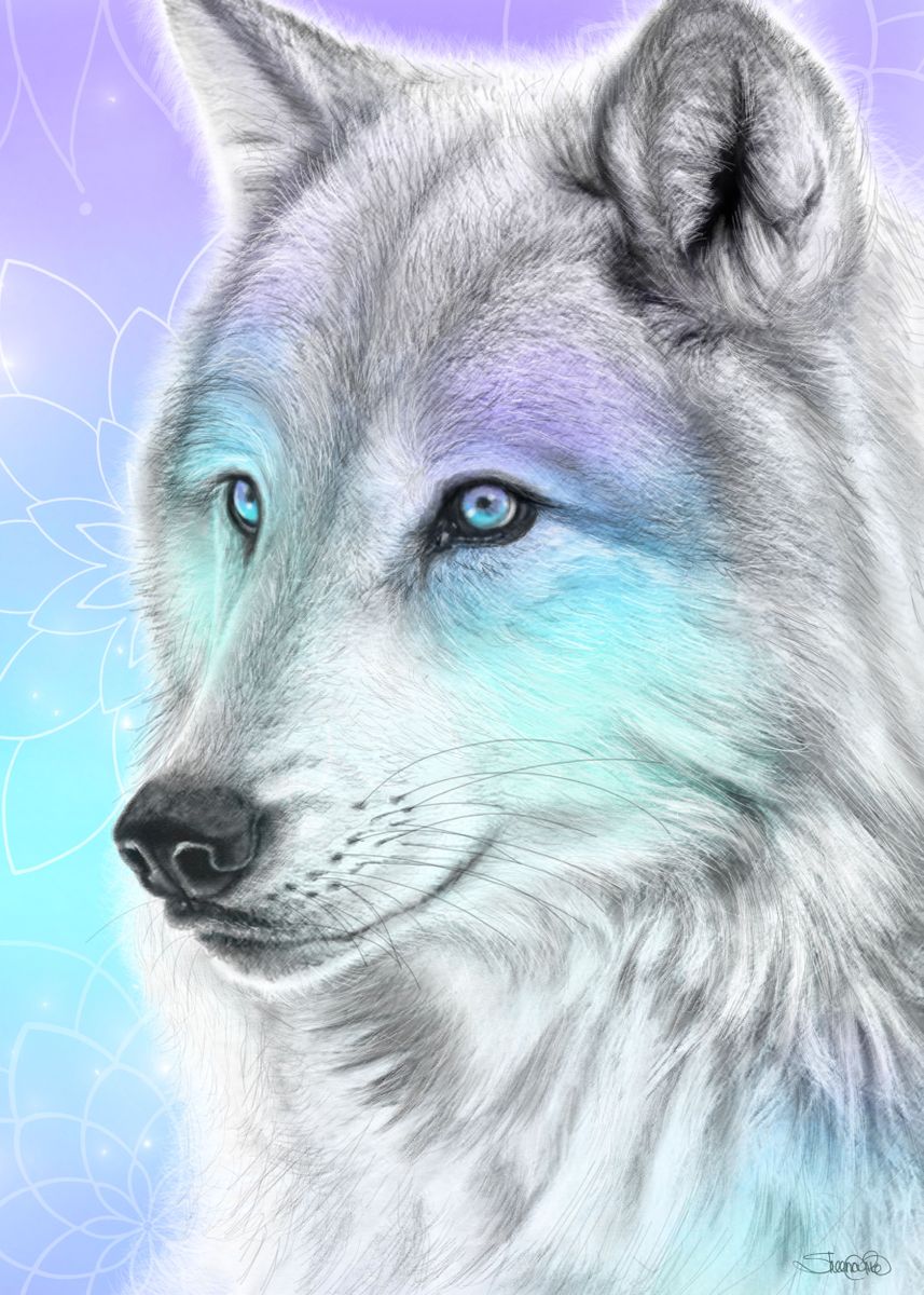 'Pastel Dream Wolf ' Poster, picture, metal print, paint by ...
