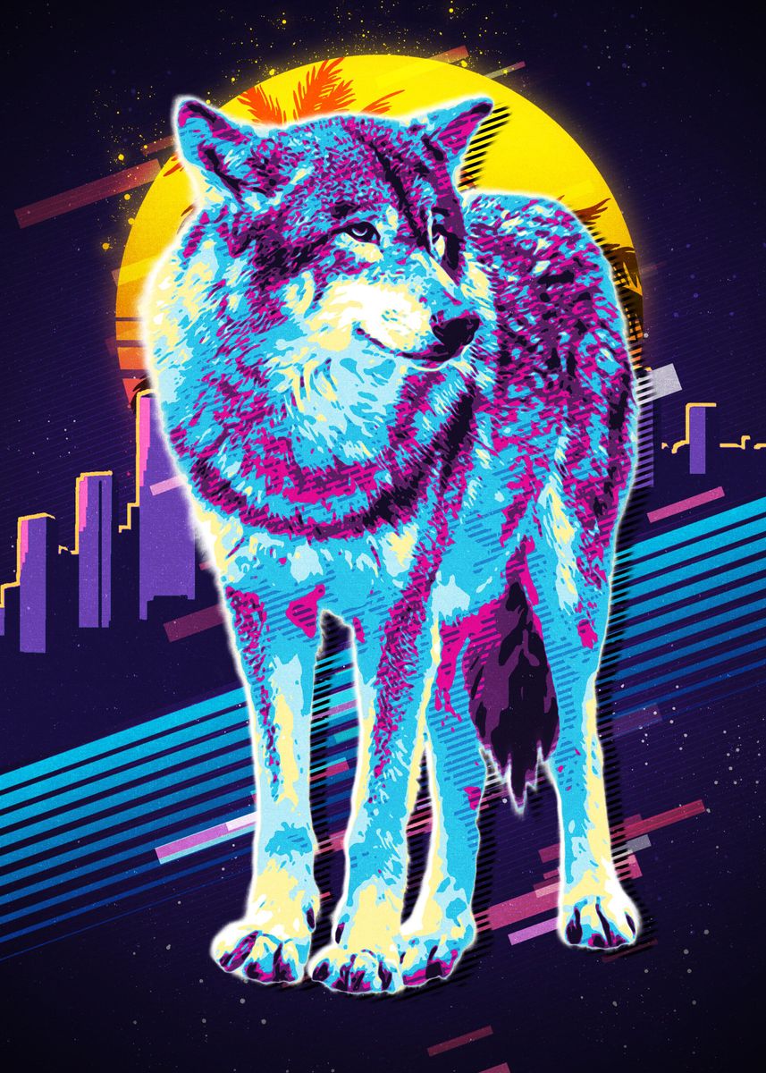 'Wolf Animal Retro' Poster by Animal Magic | Displate