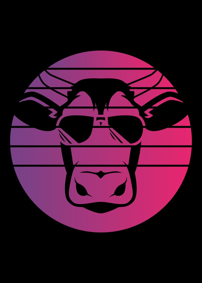 'Cow Retro Vintage' Poster, picture, metal print, paint by royalsigns ...
