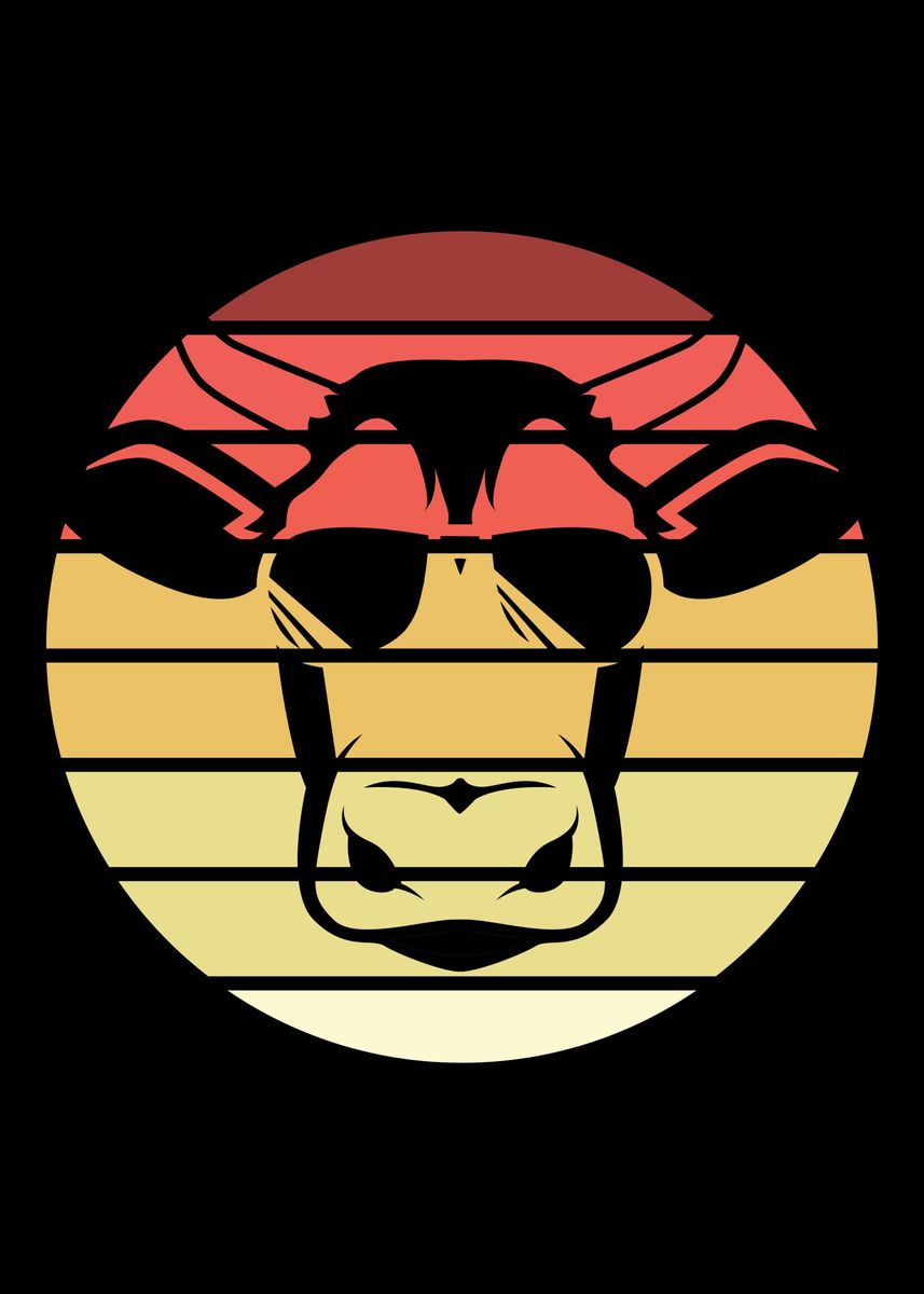 'Cow Retro Vintage' Poster, picture, metal print, paint by royalsigns ...