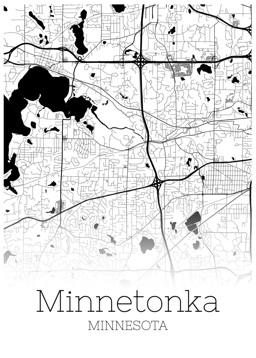 'Minnetonka Minnesota map ' Poster, picture, metal print, paint by ...