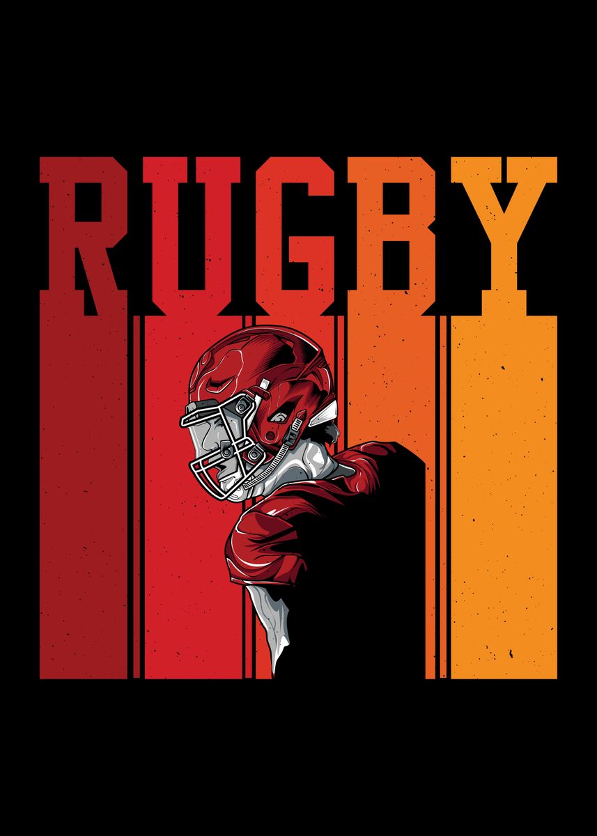 'Rugby Retro' Poster, picture, metal print, paint by ZS C O M M E R C E ...