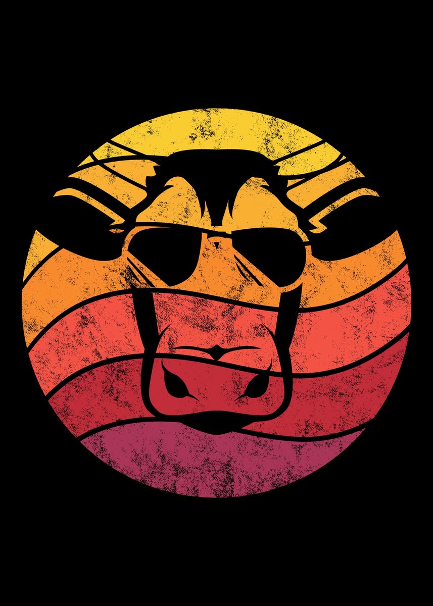 'Cow Retro Vintage' Poster, picture, metal print, paint by royalsigns ...