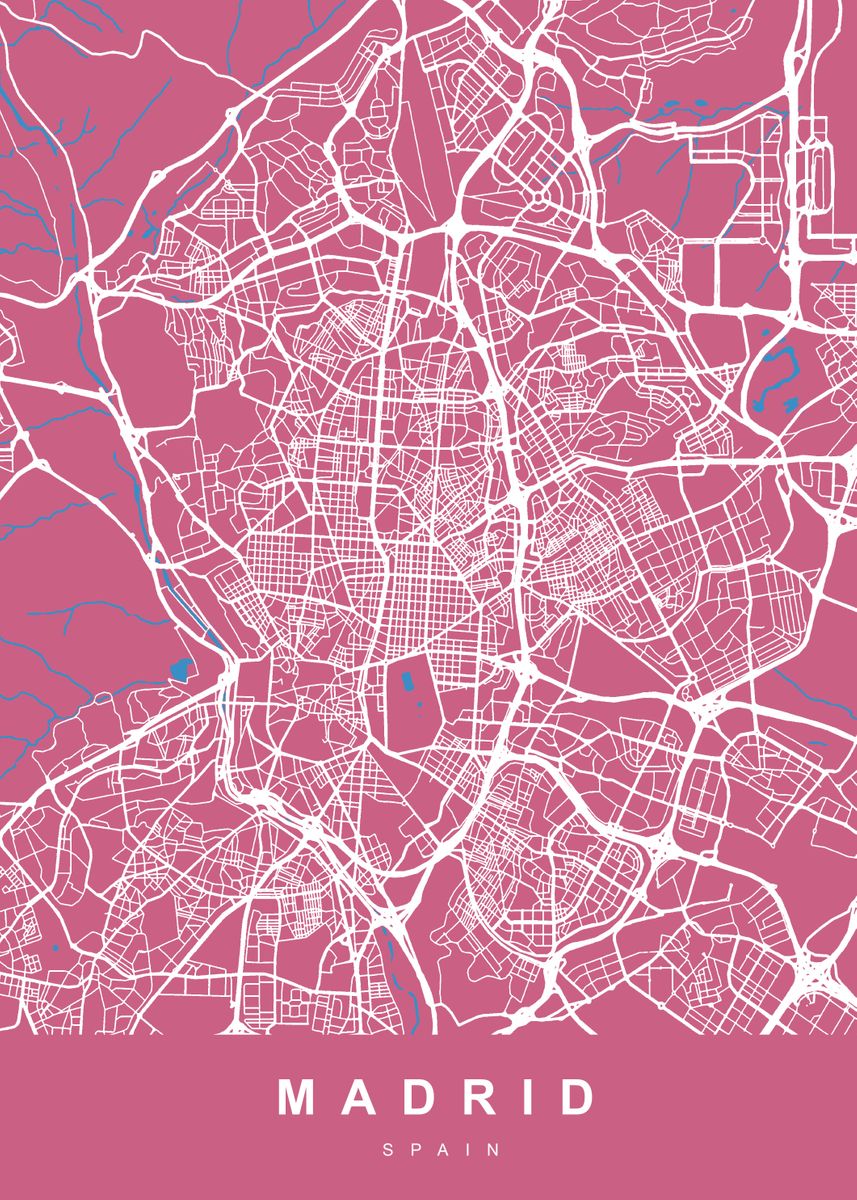 'MADRID City Map Spain' Poster, picture, metal print, paint by ...