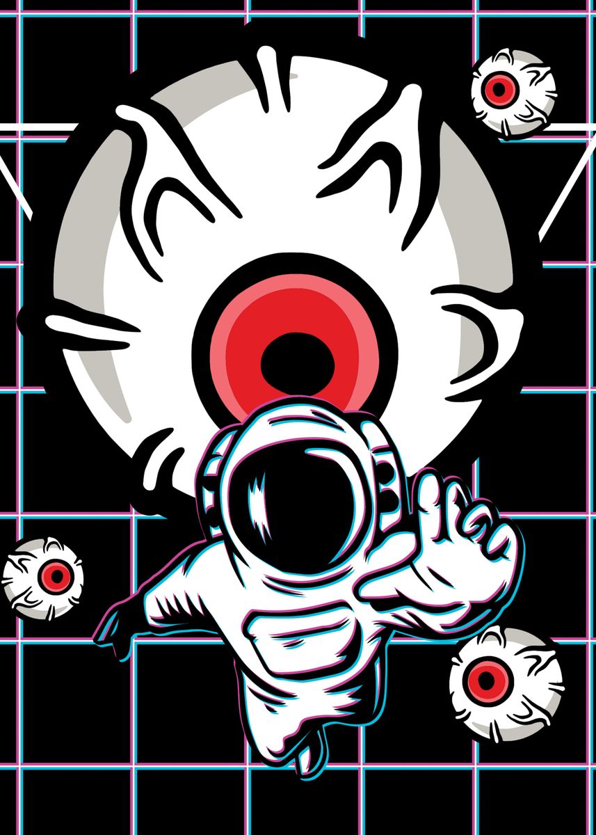 'Weirdcore Astronaut Space' Poster, picture, metal print, paint by ...