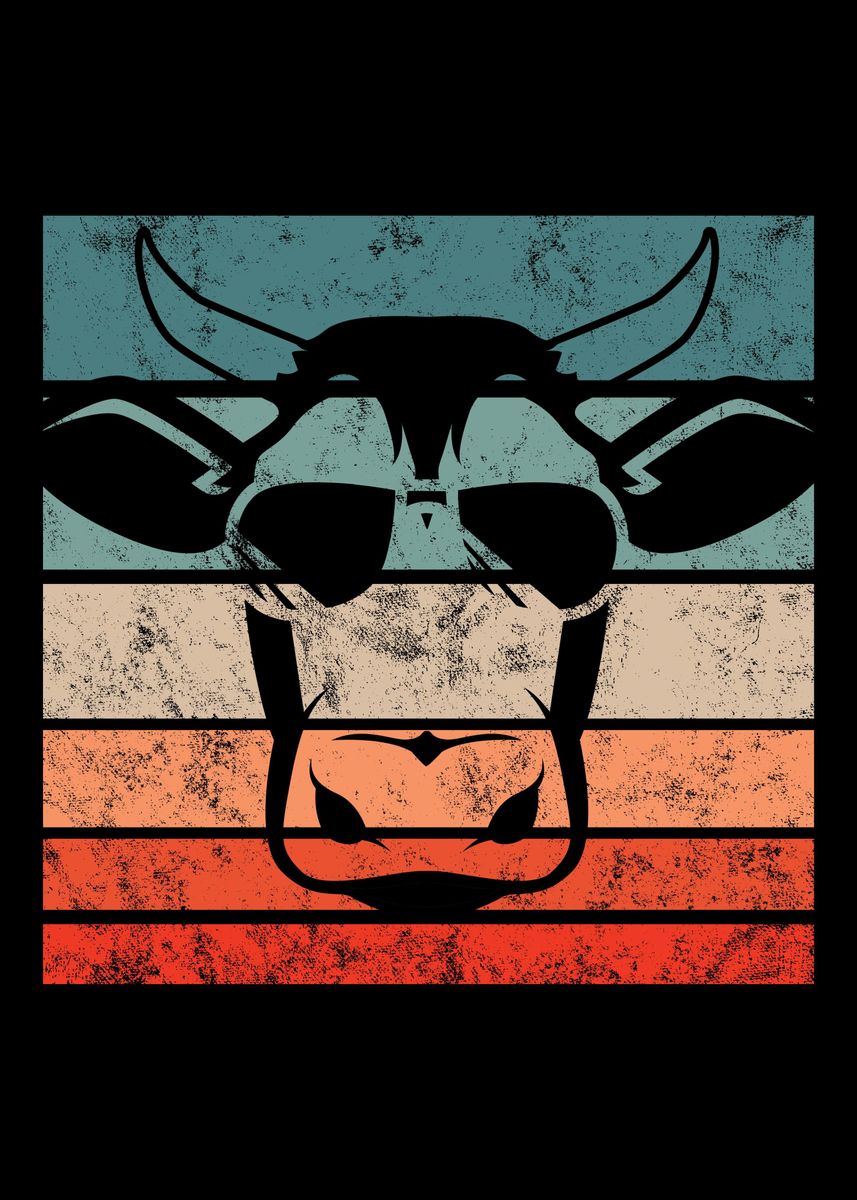 'Cow Retro Vintage' Poster by royalsigns | Displate