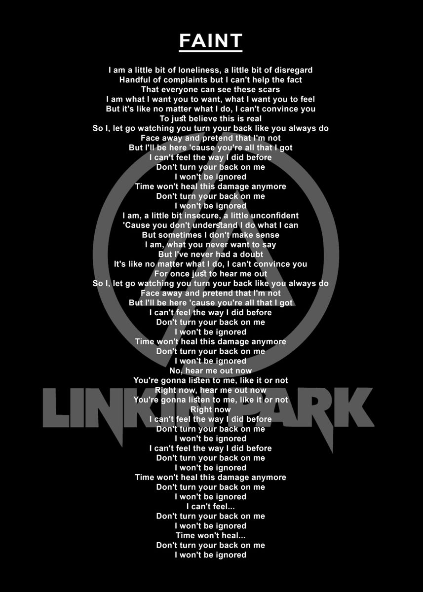 'Lyric linkin park' Poster, picture, metal print, paint by Rijis Art ...