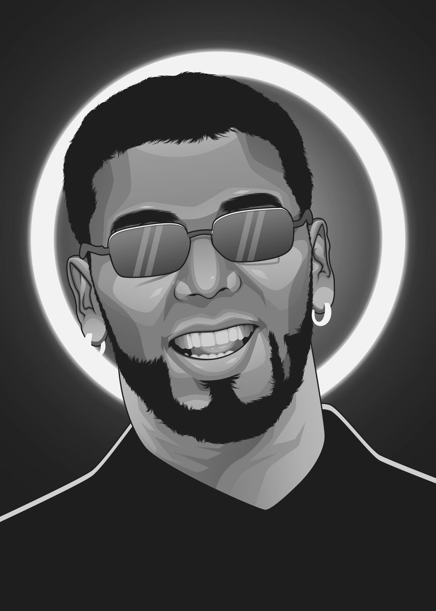 'Anuel AA Bnw' Poster by Colorize Studio | Displate