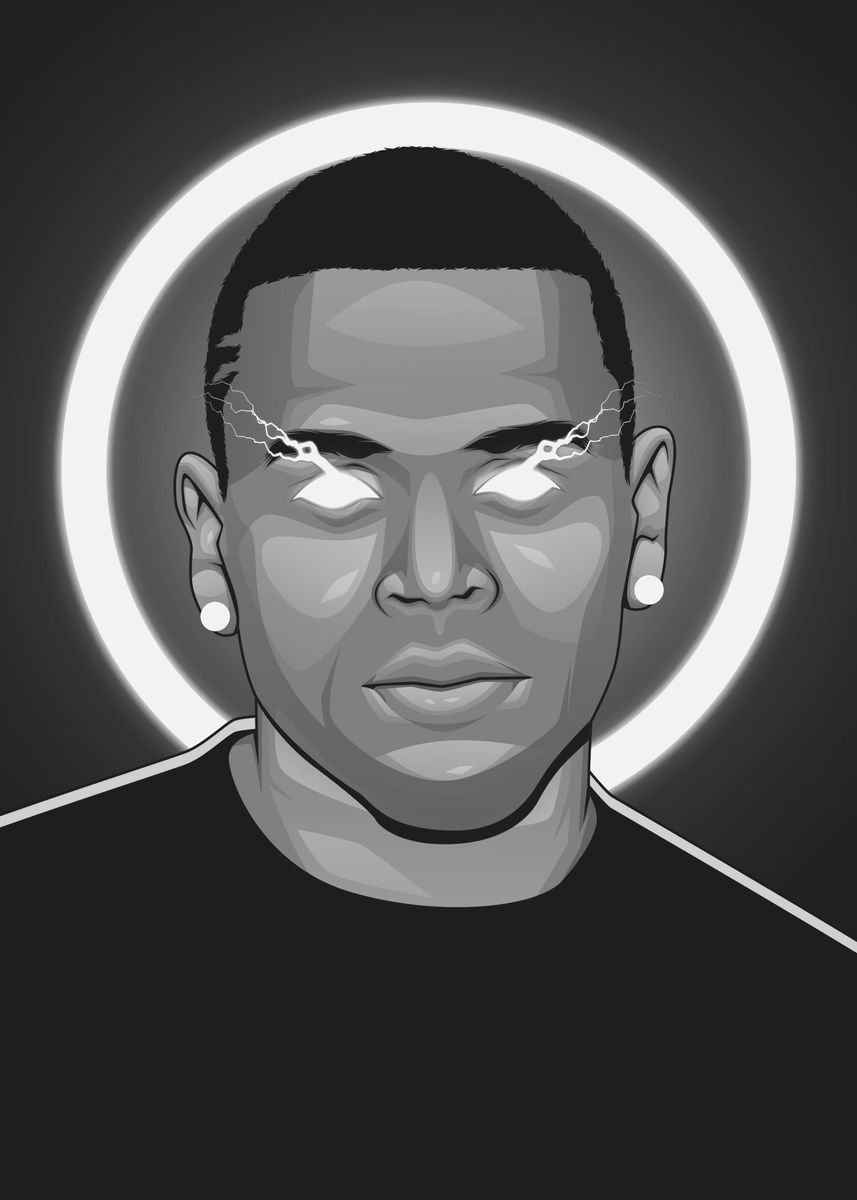 'Chris Brown Grayscale' Poster by Colorize Studio | Displate