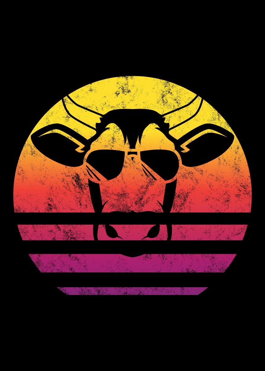 'Cow Retro Vintage' Poster, picture, metal print, paint by royalsigns ...