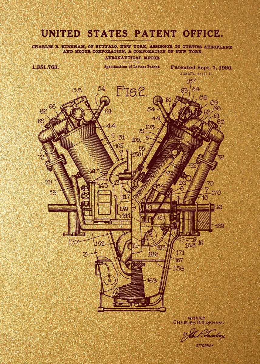 '90Aircraft Motor Patent' Poster by Dusty Kuhlman | Displate