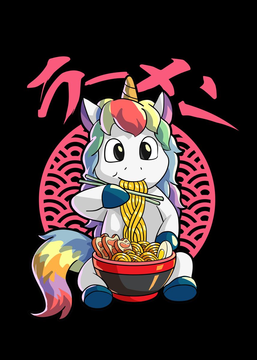 'Kawaii Anime Unicorn Ramen' Poster by Alexander Roose | Displate