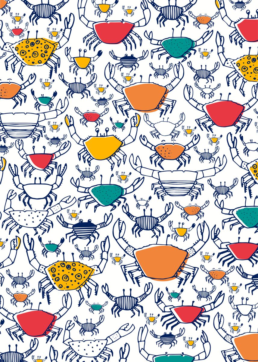 'Crabby Crabs' Poster, picture, metal print, paint by Jacqueline Newby ...