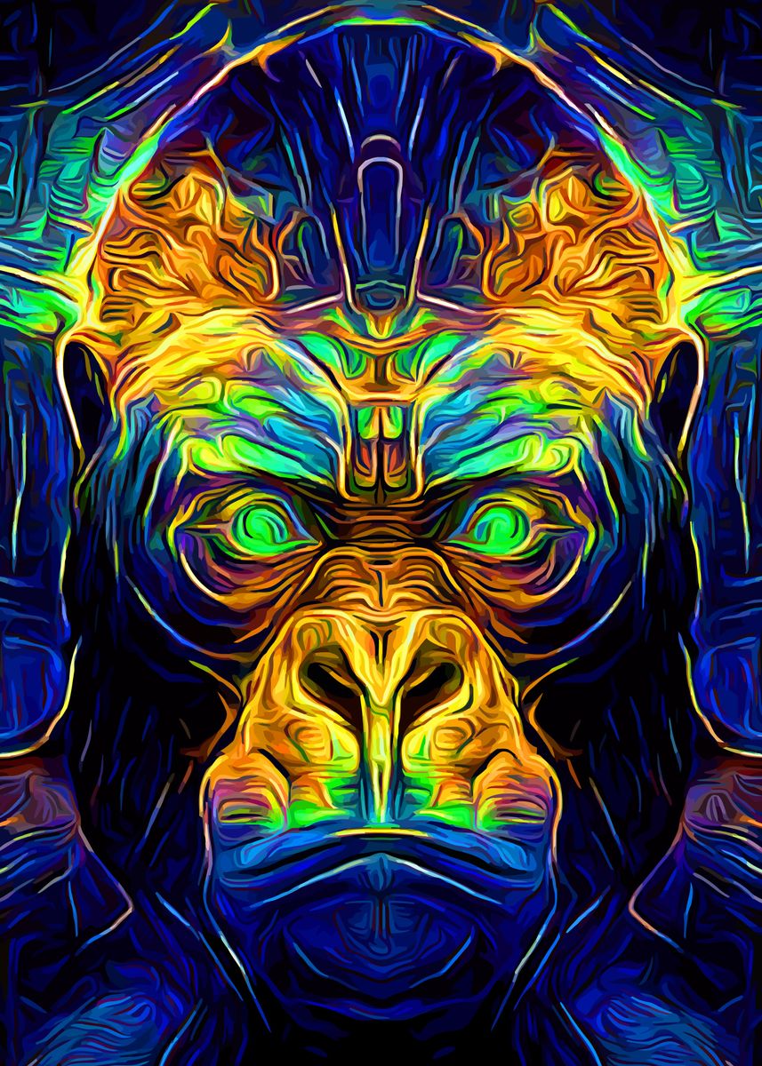 Gorilla Extraterrestrial Poster Picture Metal Print Paint By