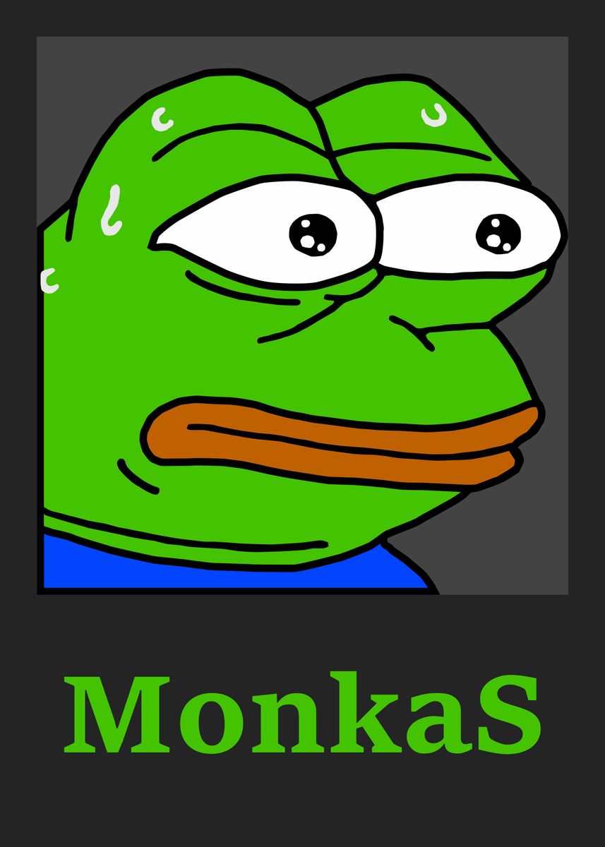 'Twitch Emote MonkaS Retro' Poster, picture, metal print, paint by ...