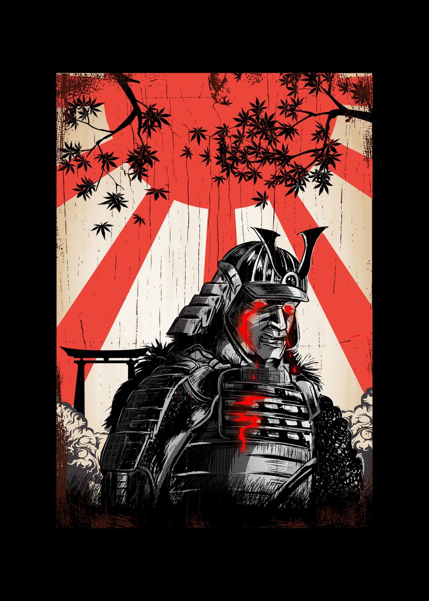 'Sad Samurai Warrior Japan' Poster by professionaldesigns | Displate