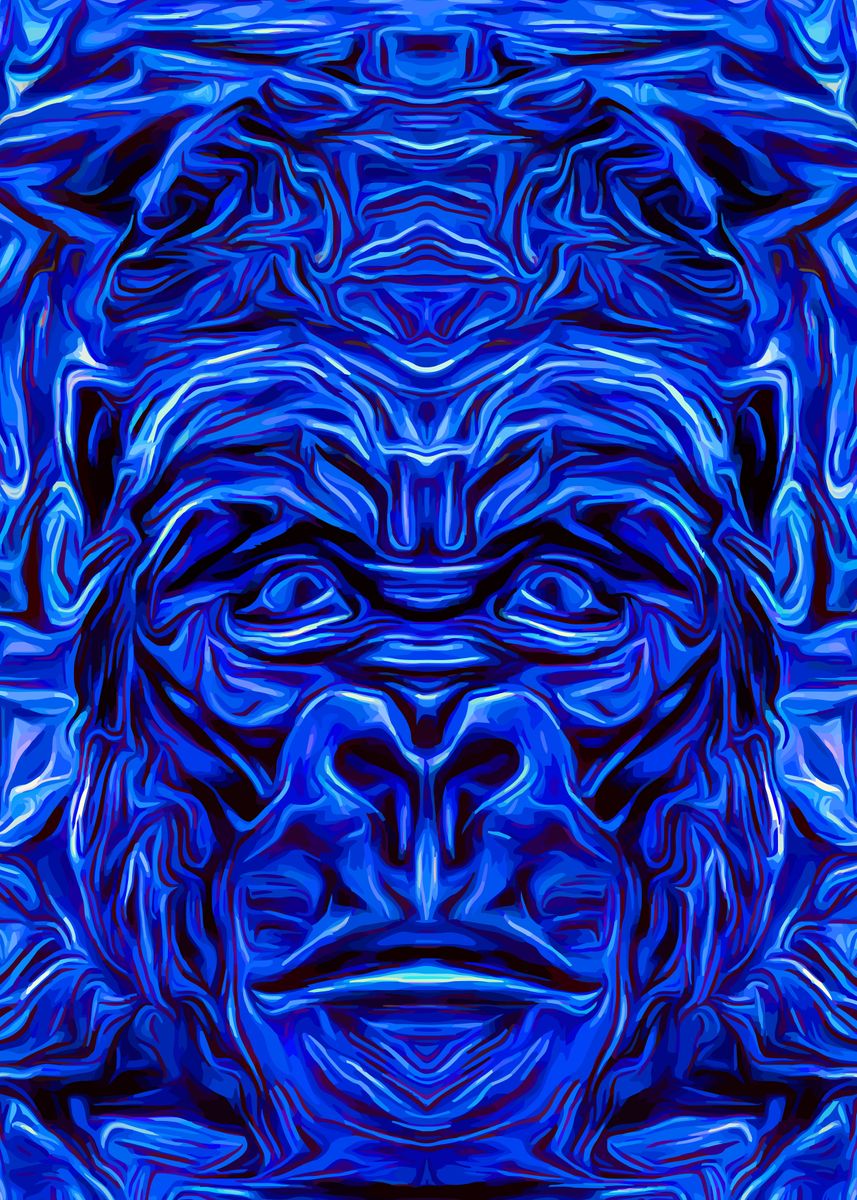 'Gorilla Blue Fluid' Poster by MasterHead | Displate