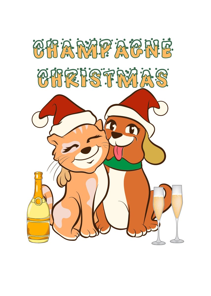 'Champagne Dog Christmas' Poster by Youwantit | Displate
