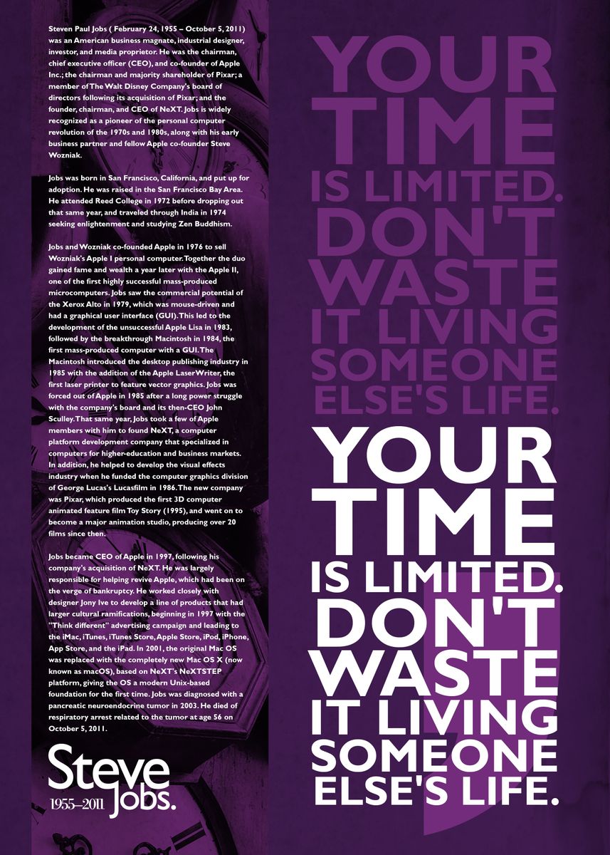 'STEVE JOBS QUOTE' Poster, picture, metal print, paint by MoveUp | Displate