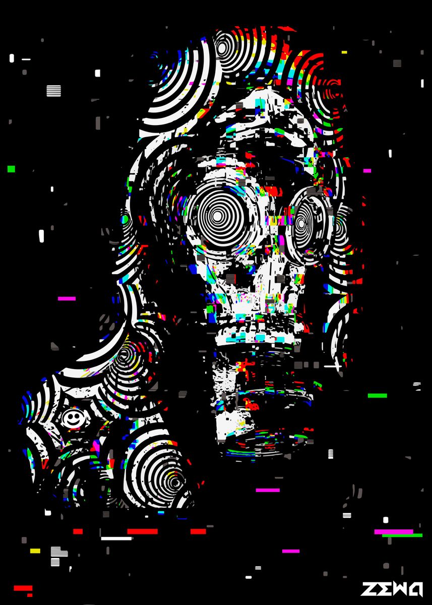 'Glitch mask ' Poster, picture, metal print, paint by Valentin Lerond ...