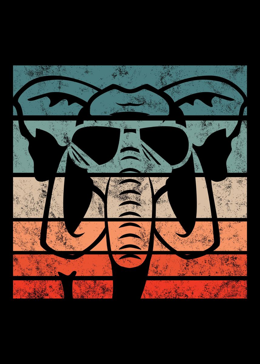 'Elephant Retro Vintage' Poster by royalsigns | Displate