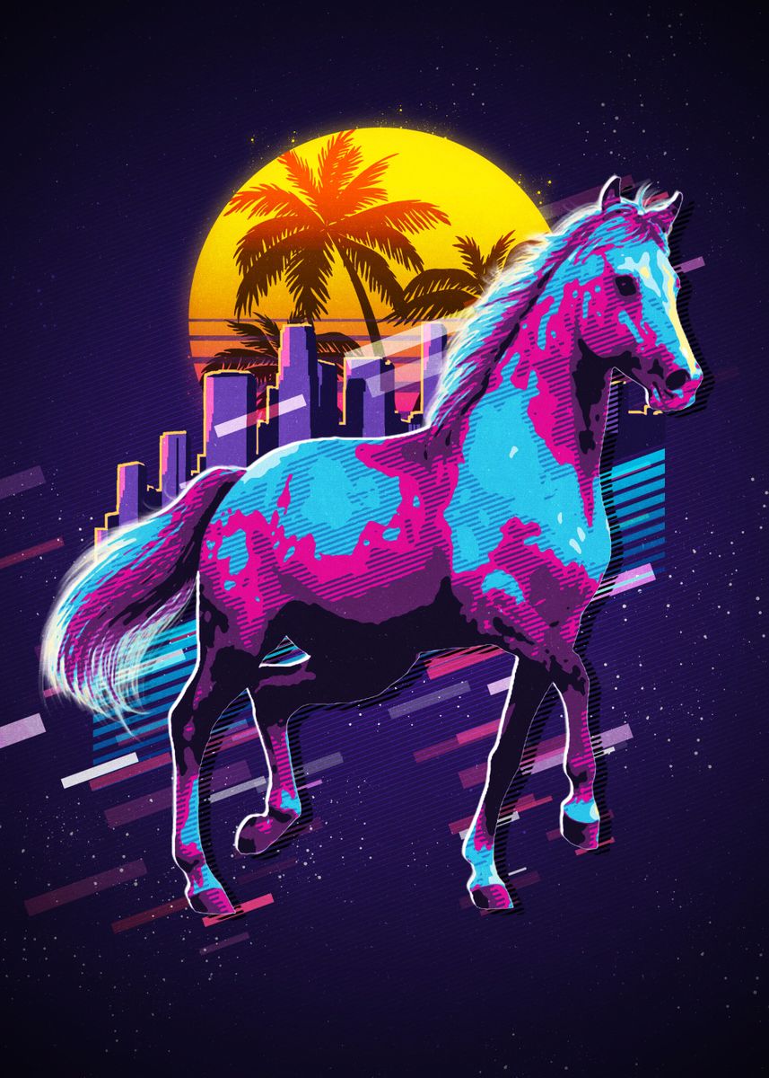 'Horse' Poster, picture, metal print, paint by Ellen Farrah Art | Displate